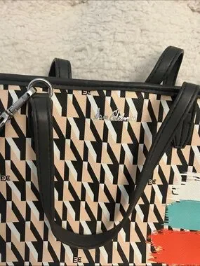Sam Edelman | Bags | Sam Edelman Black Geometric Tote With Teal And ...
